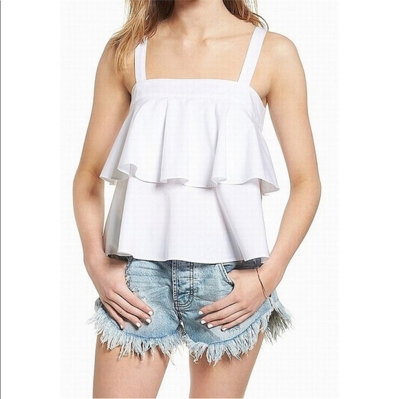 bp | Tops | Bp White Tiered Ruffled Popover Tank Top Size Xl | Poshmark